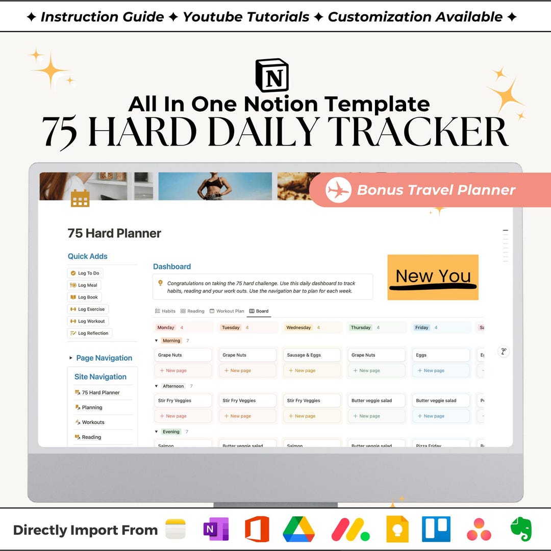75 Hard Challenge Planner 75 Hard Notion Template 75 Hard Tracker 75 ...