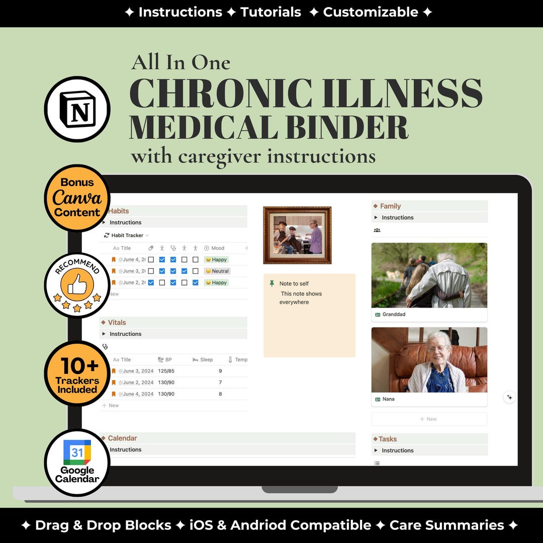 Chronic Illness Medical Binder or Illness Tracker Illness Log Chronic ...