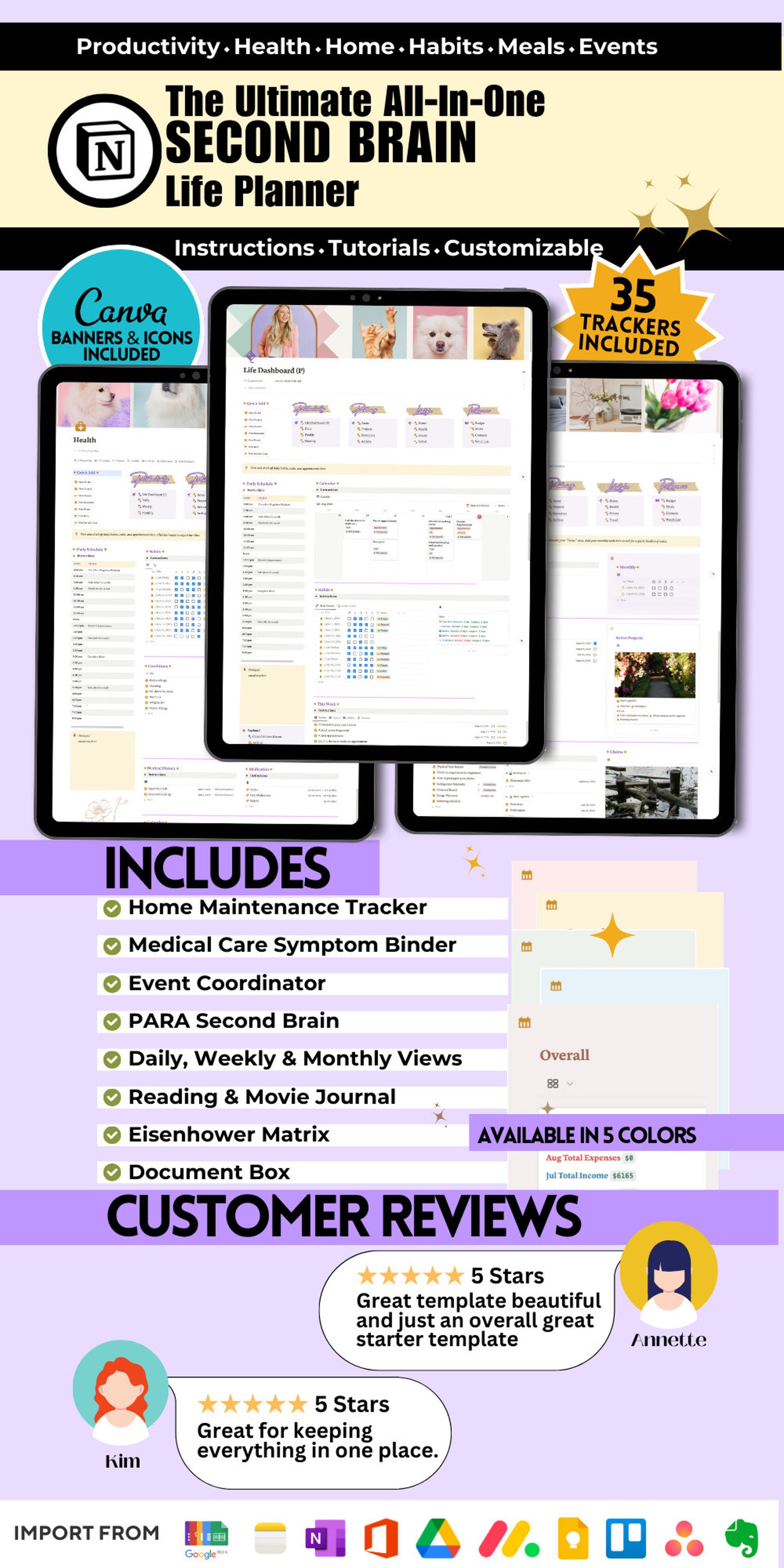Ultimate Second Brain Notion Planner Second Brain PARA Notion Template ...