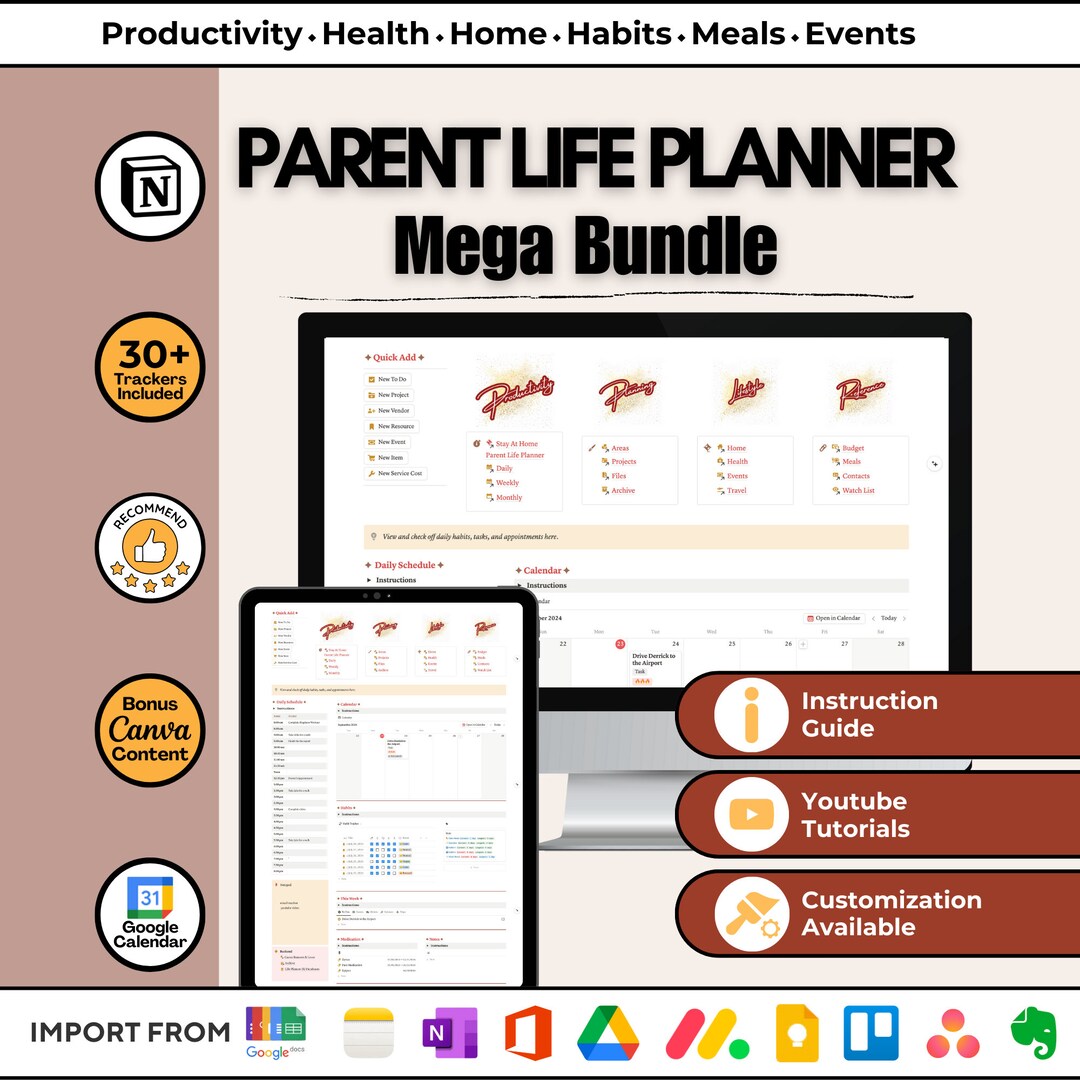 Family Planner All in One Family Dashboard for Ultimate Family Life ...