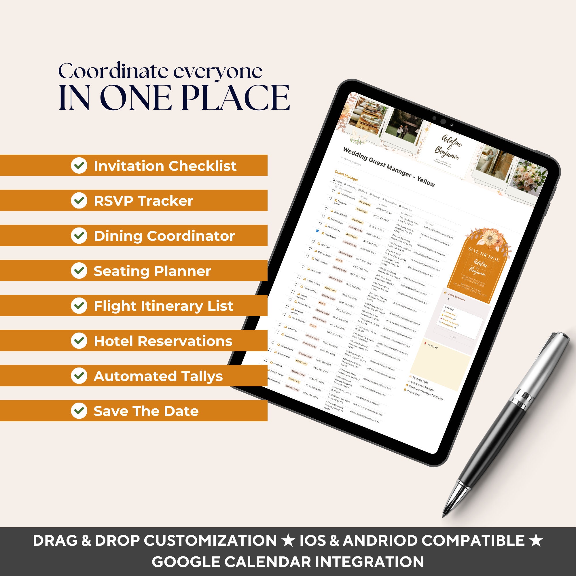 Guest Invitation Planner Event Guest List Organizer Party Guest List ...