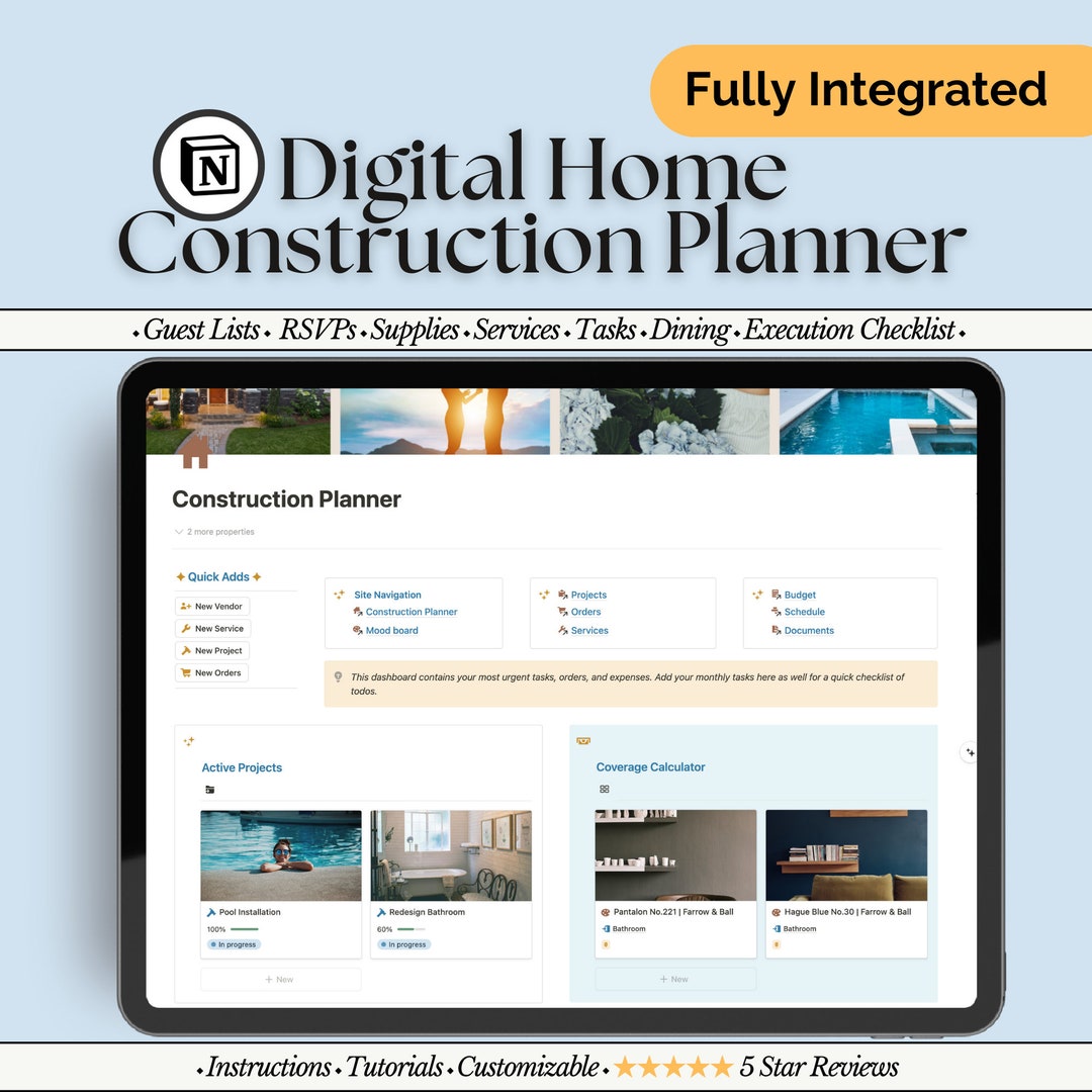 Home Construction Planner or House Construction Project Management ...
