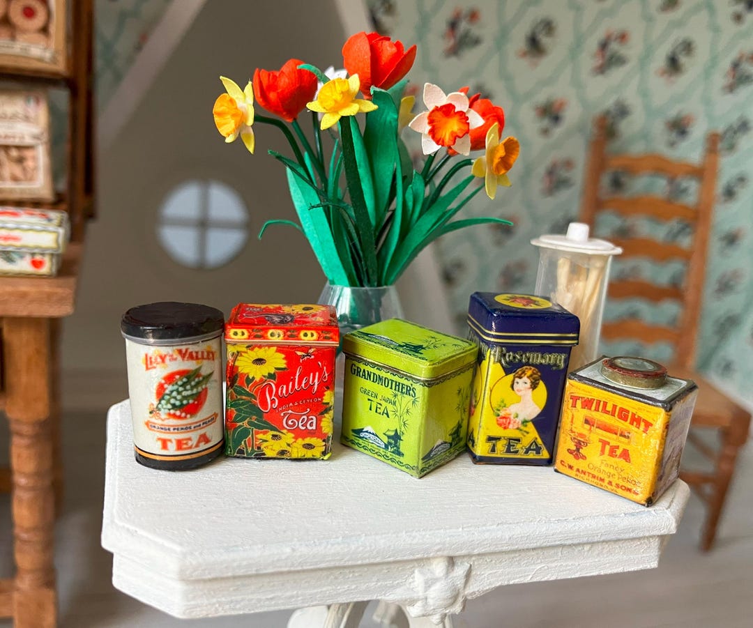 Miniature Vintage Rainbow Tea Tins Collection, 1:12 Scale Papercraft ...