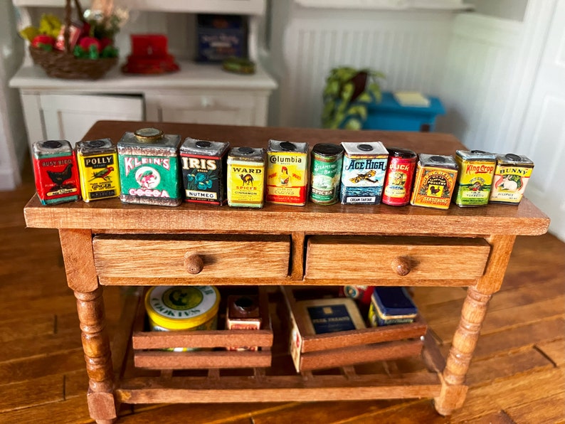 PDF Printable Kit - 1:12 Vintage Spice Tin Collection, DIY Dollhouse ...