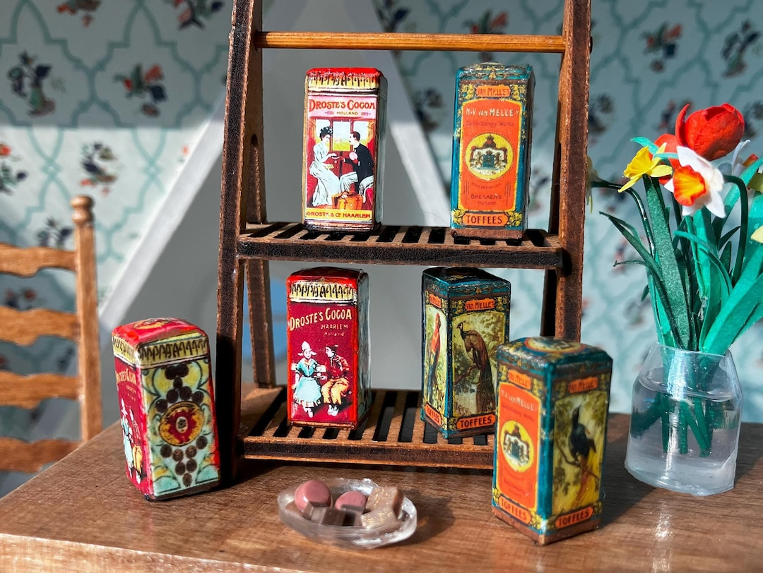 Miniature Fancy Antique Sweets Tins, 1:12 Scale Papercraft Dollhouse ...