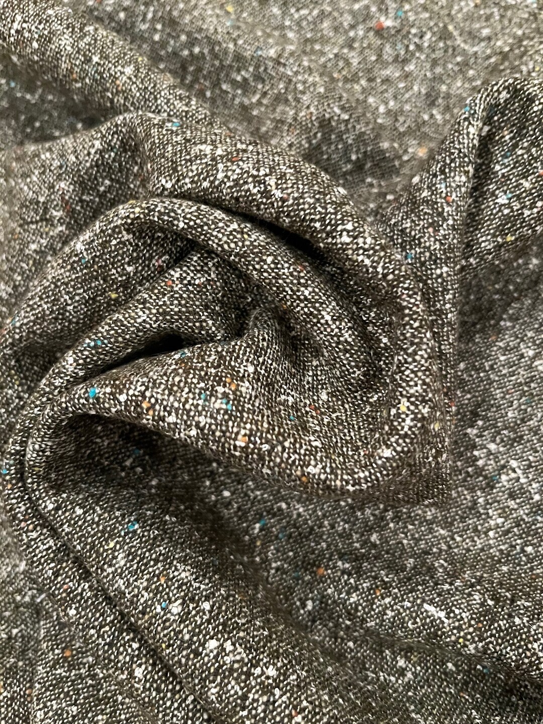 Hunter Green Cotton Wool Blend Fabric With Multicolor Speckles this ...