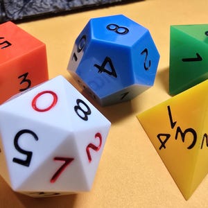 D&D Dice in the Classic Holmes OSR Style. Set of Five Dice, Yellow D4 ...