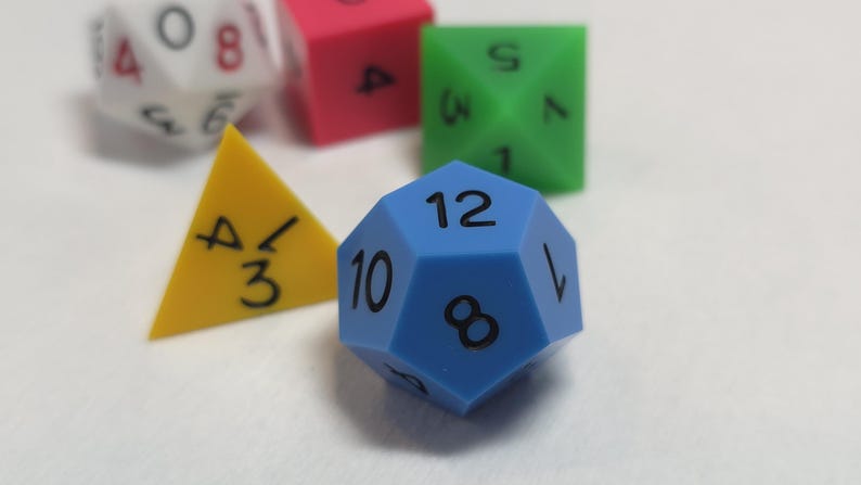 Replica D&D Dice in the Classic Holmes OSR Style. Set of Five Dice ...