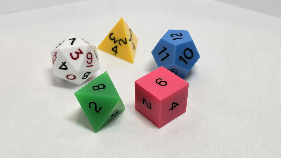 Replica D&D Dice in the Classic Holmes OSR Style. Set of Five Dice ...