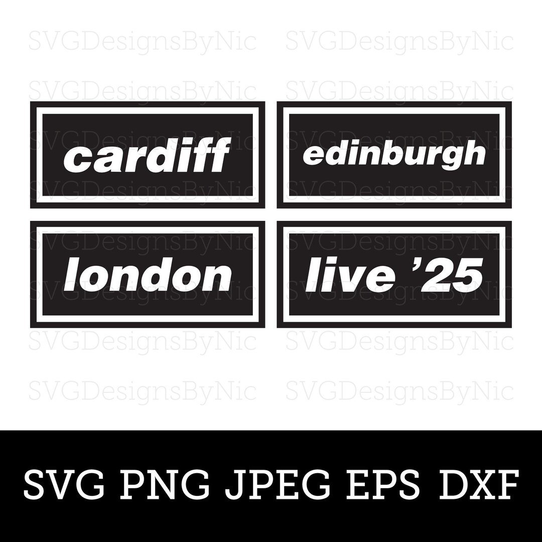 Britpop SVG, London, Cardiff, Edinburgh, Manchester, Liam, Noel ...