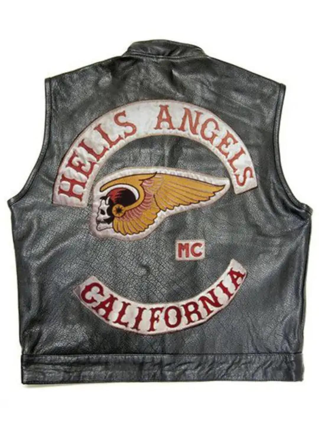 American Gang Hells Angels California Mc Black Leather Biker Vest ...