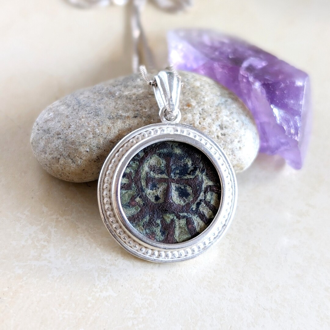 Ancient Crusader Coin Silver Necklace, Latin Cross Knight Templar ...