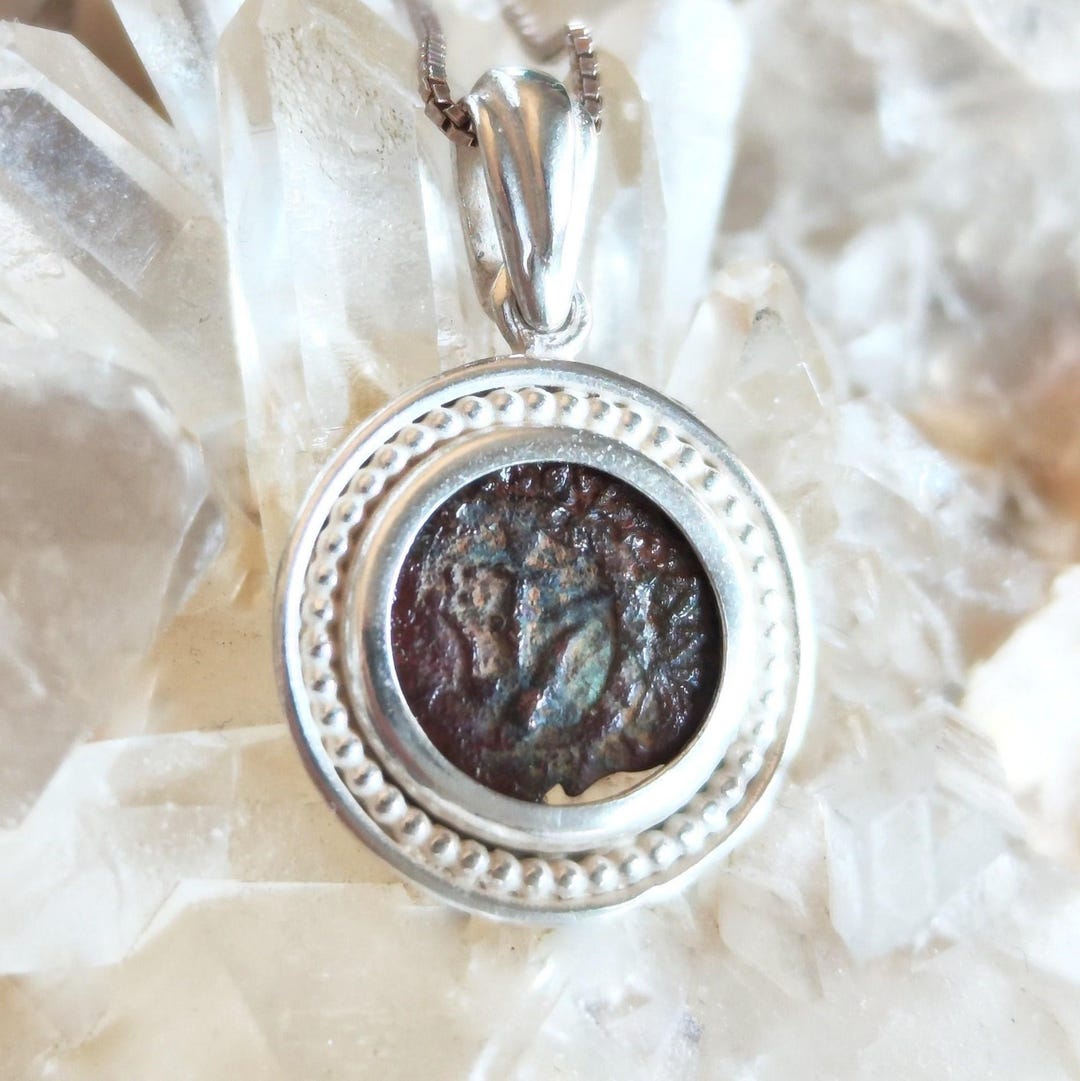 Small Sterling Silver Widows Mite Coin Necklace: Ancient Biblical ...