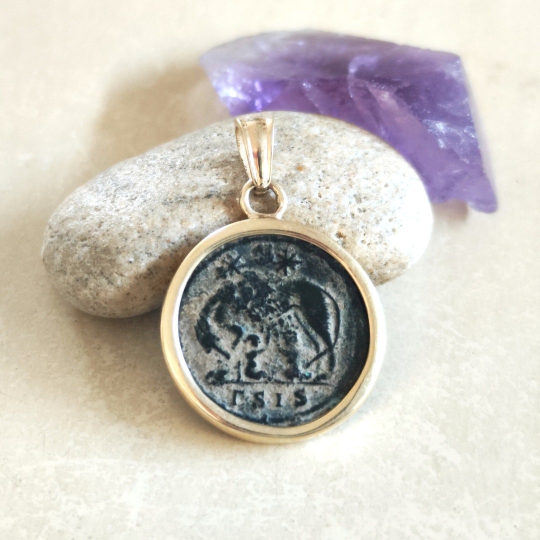 Genuine Roman Romulus & Remus Coin 14K Gold Pendant, Antique ...