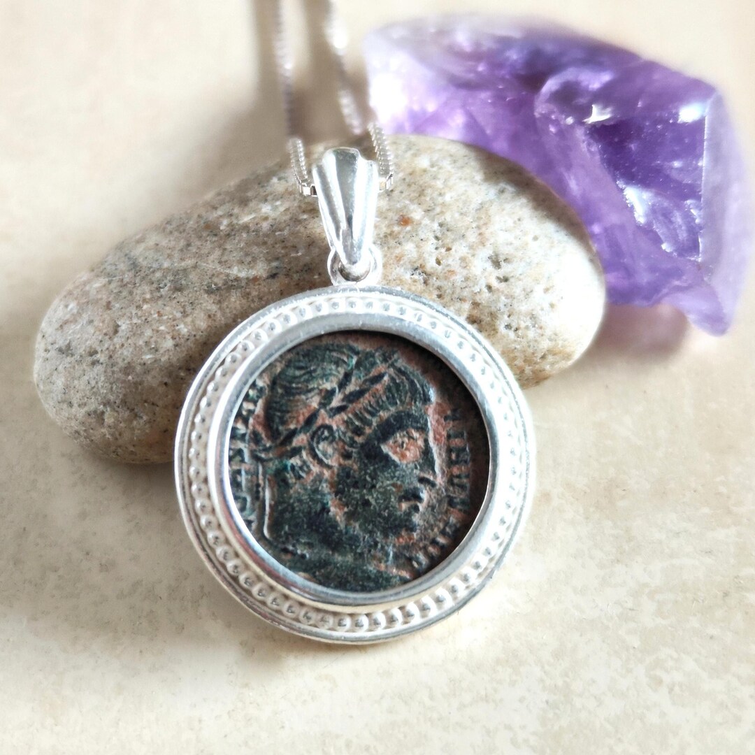 Roman Constantine the Great Coin Silver Necklace, Real Ancient ...