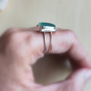 Aqua Green Roman Glass Ring, Natural Roman Glass Adjustable Silver Ring ...