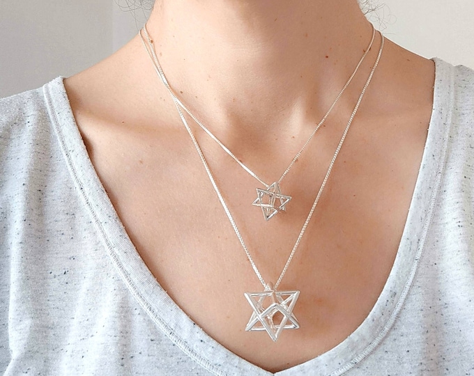 Silver and Gold 14K Merkaba Pendant 3d Star of David 3d - Etsy Israel