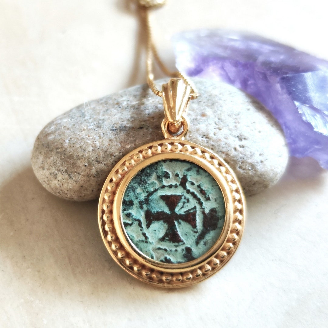 Antique Latin Cross Coin Pendant, Christian Armenia Necklace, Crusaders ...