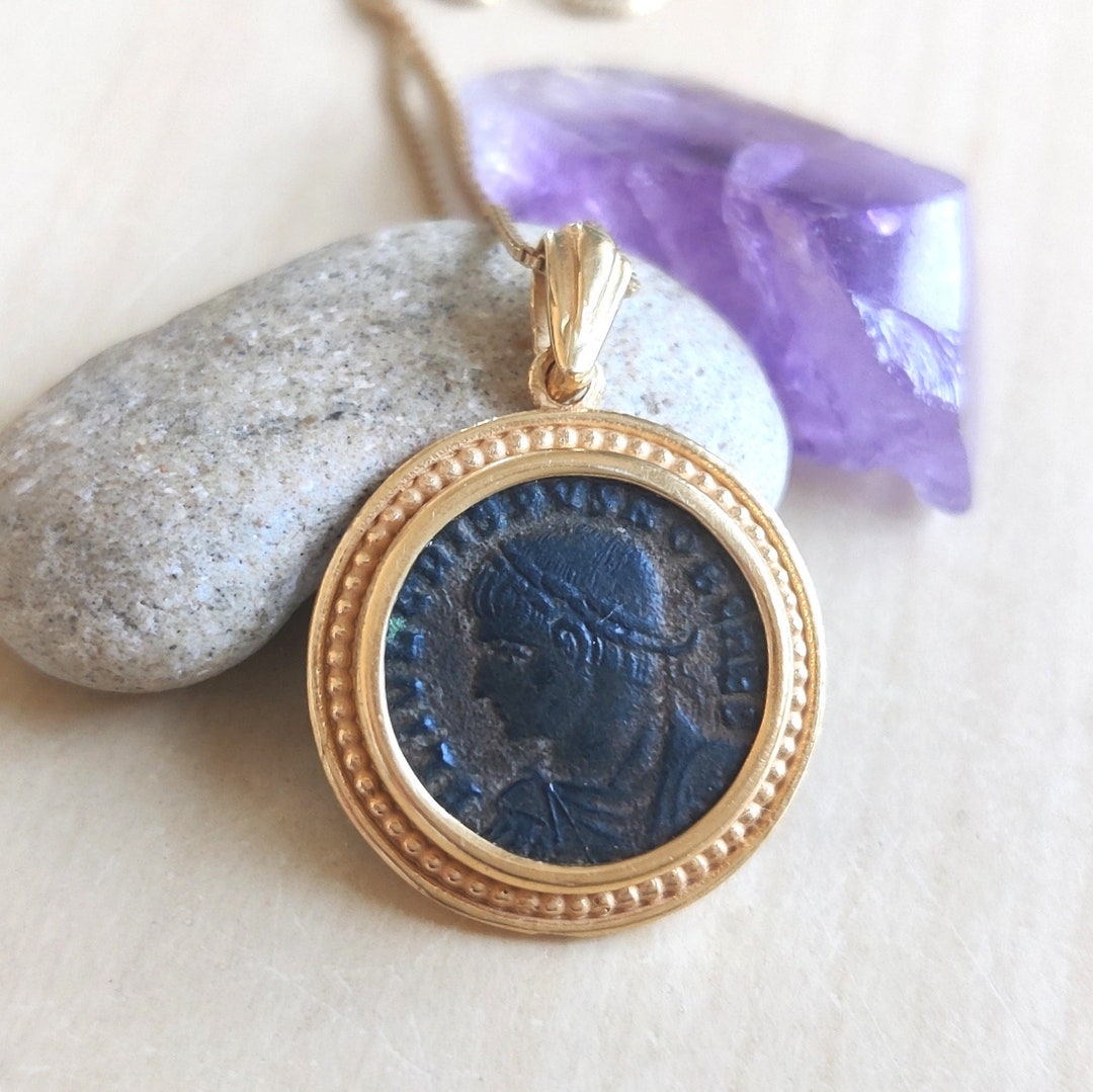 Genuine Roman Coin Pendant, Emperor Crispus Roman Coin Necklace ...