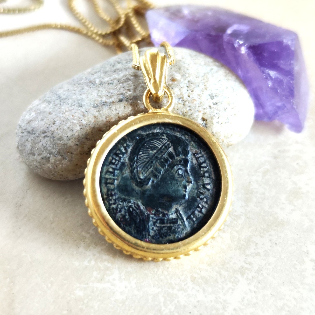 Real Ancient St. Helena Coin Necklace, Roman Christian Medallion ...