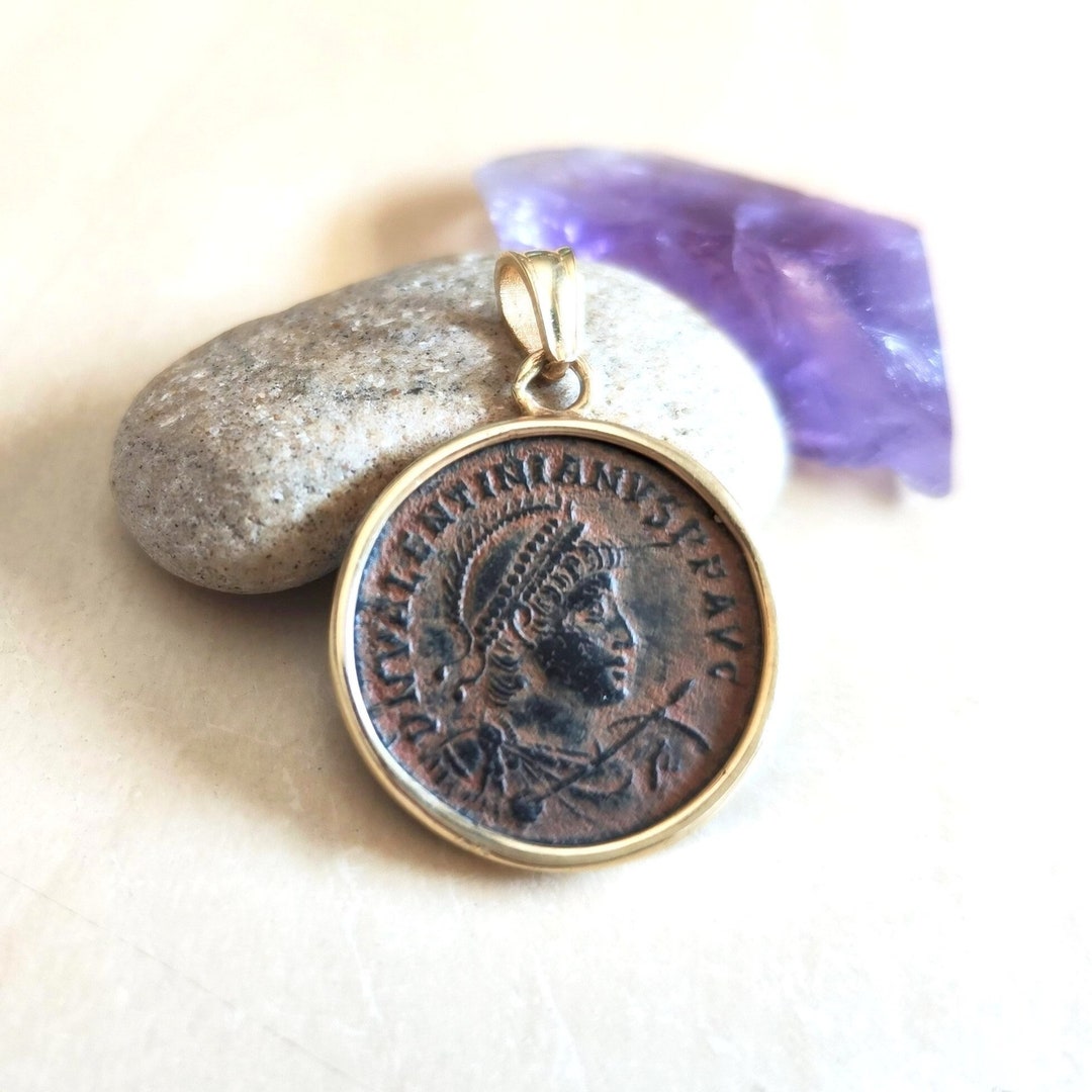 Genuine Roman Coin 14K Gold Medallion, Certified Bronze Coin of Emperor ...