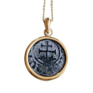 Medieval Patriarchal Cross Coin Necklace, Genuine Crusader Coin Two ...