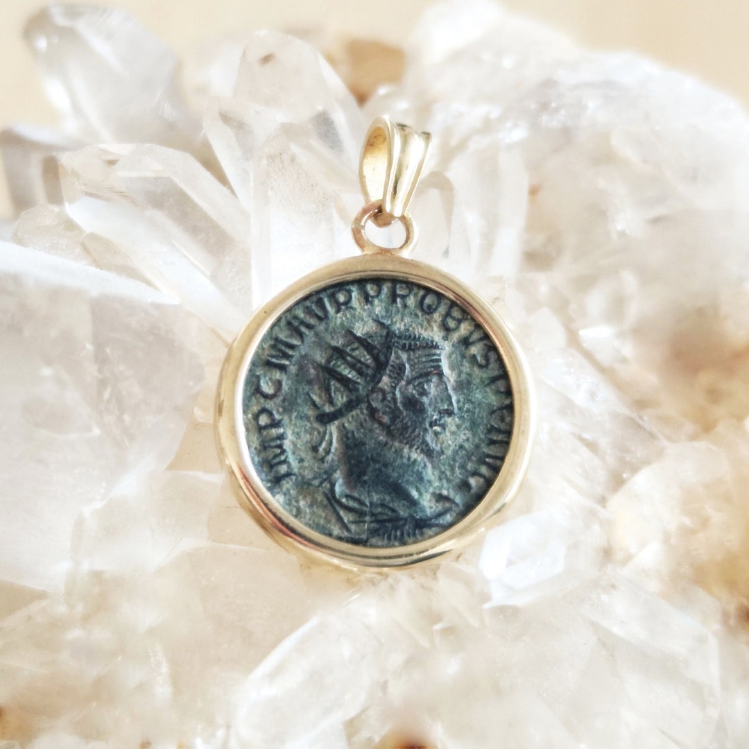 Certified Ancient Roman Coin 14K Solid Gold Medallion, Antique Emperor ...