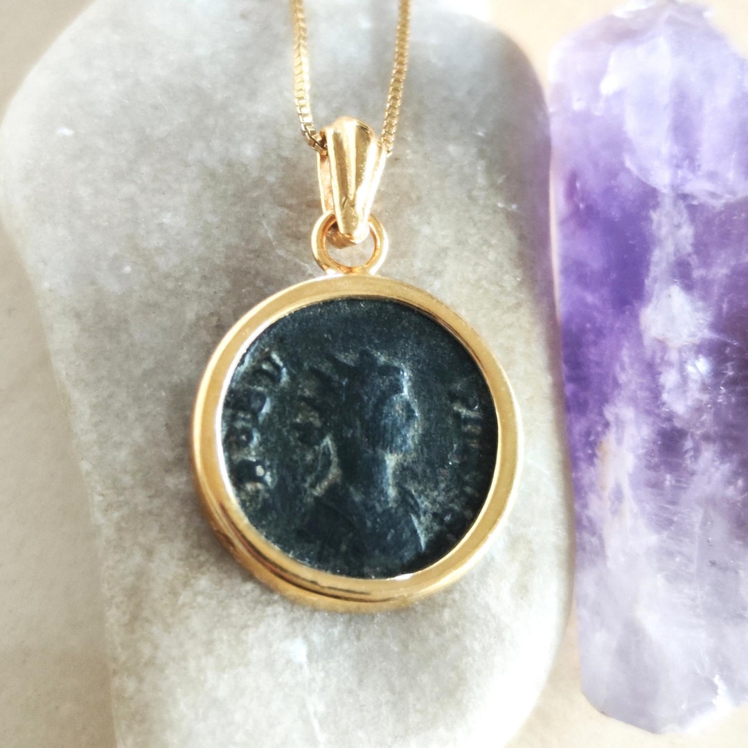 Roman Coin Gold Plated Medallion, Emperor Probus Necklace, Certified ...