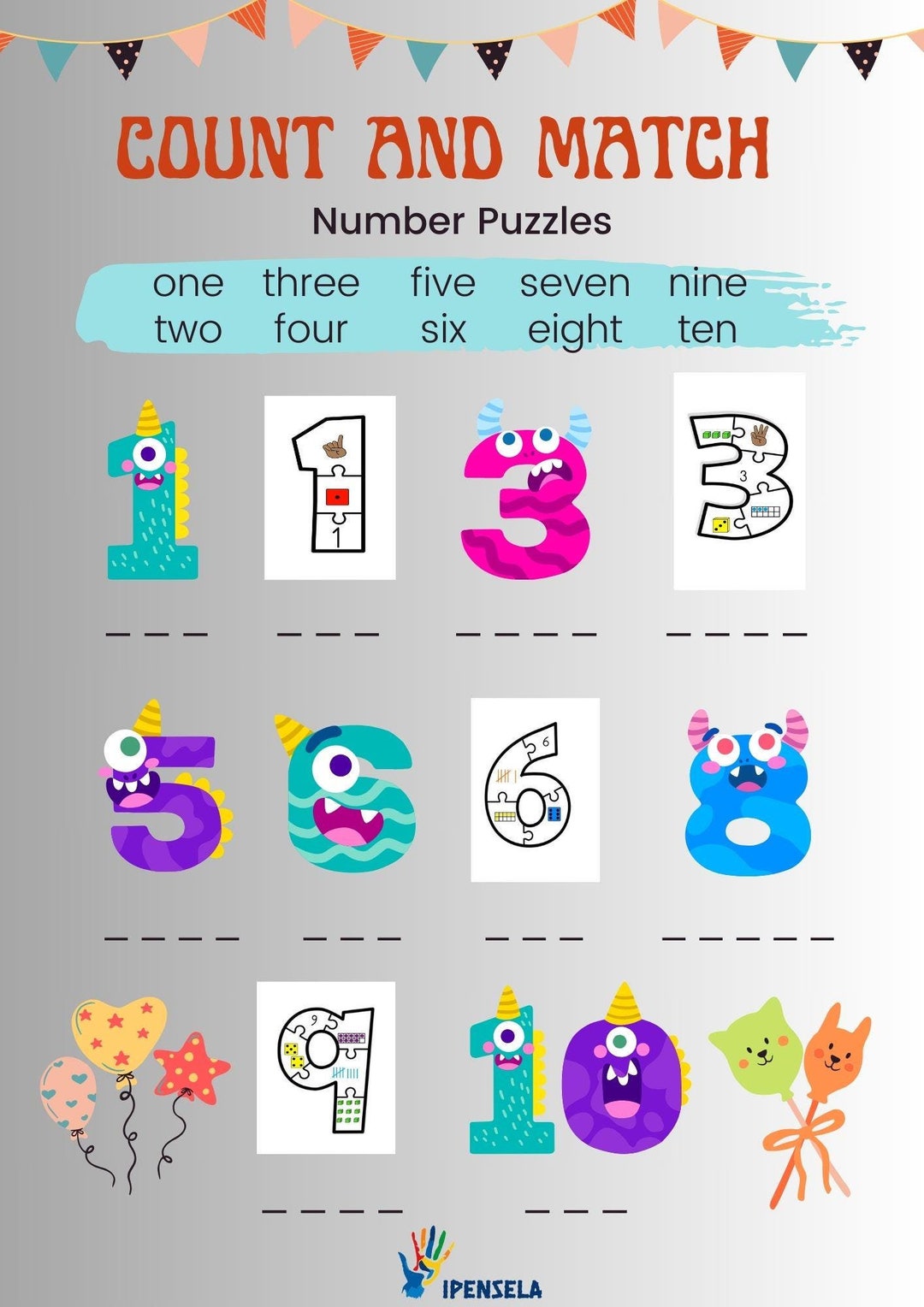 Numbers Puzzle Book: Match and Solve From 1 to 10 | Fun and Educational ...