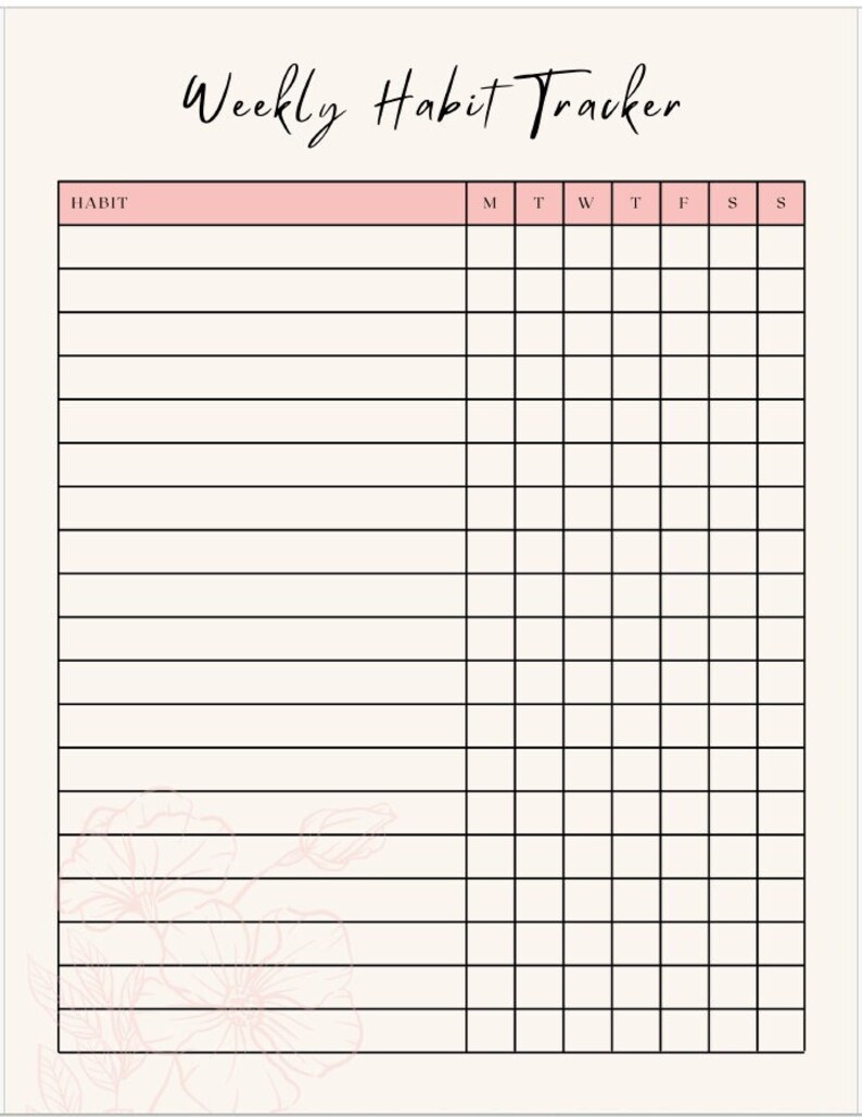 Weekly Habit Tracker - Etsy
