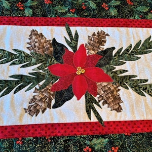 Quilted Appliqued Poinsettia Table Runner - Etsy