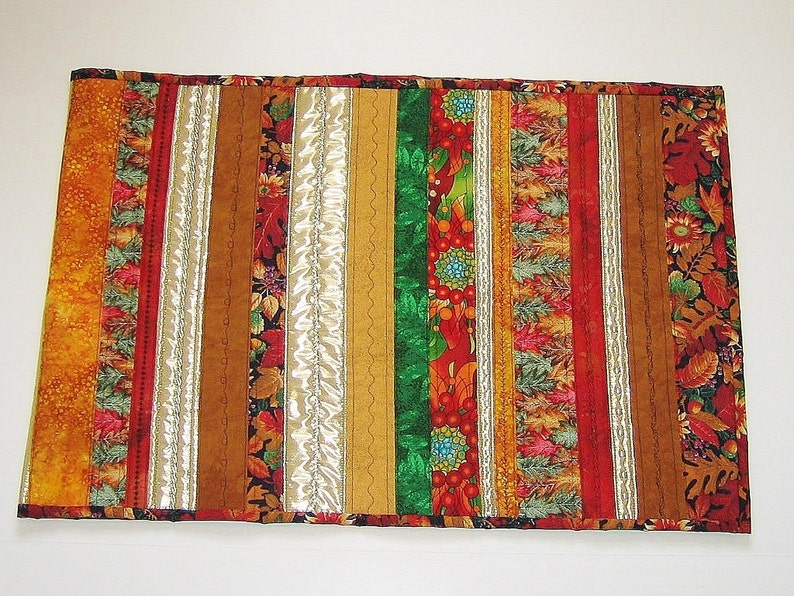 Scrap Fabric Quilted Table Runner Autumn Colors - Etsy