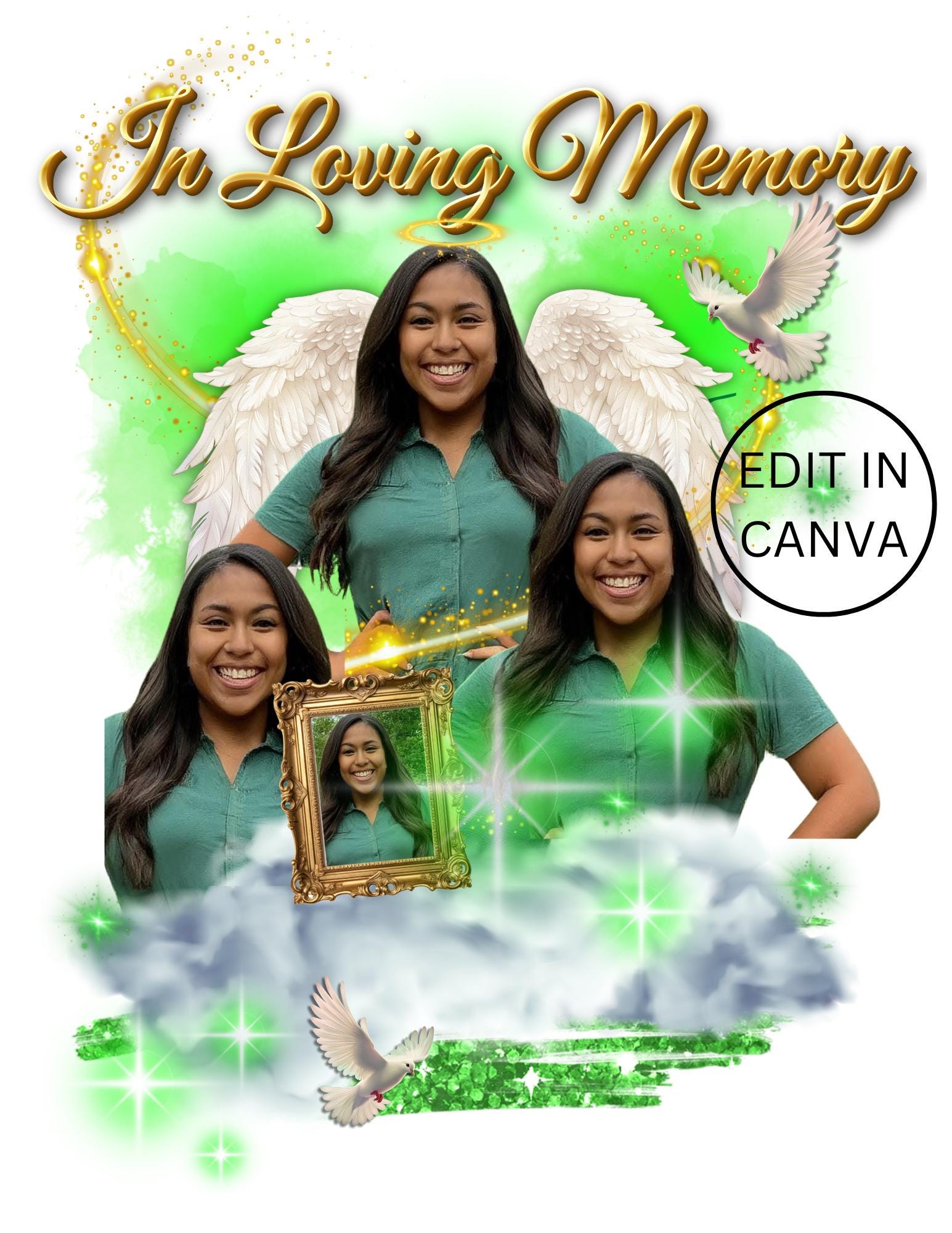 Green and Gold Memorial Design - Etsy