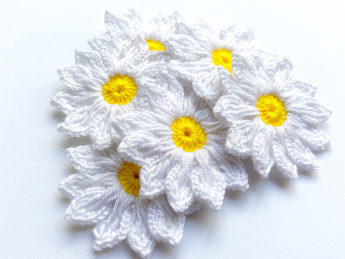 Daisy Crochet Flower Set of 12 Crochet Flower Applique - Etsy