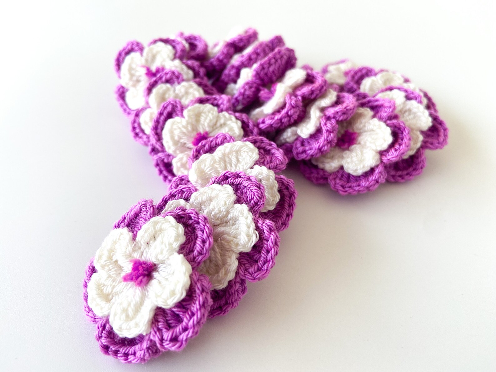 Crochet Flower Set of 16 Flowers -- Flower Applique, Scrapbooking, Trim ...