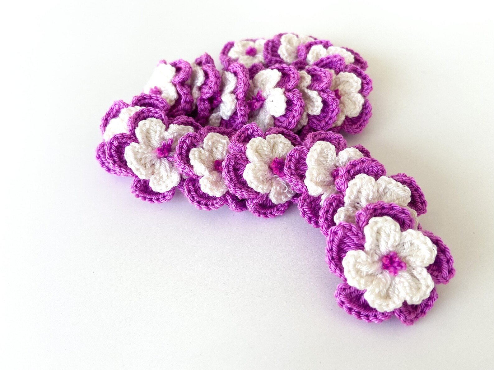 Crochet Flower Set of 16 Flowers -- Flower Applique, Scrapbooking, Trim ...