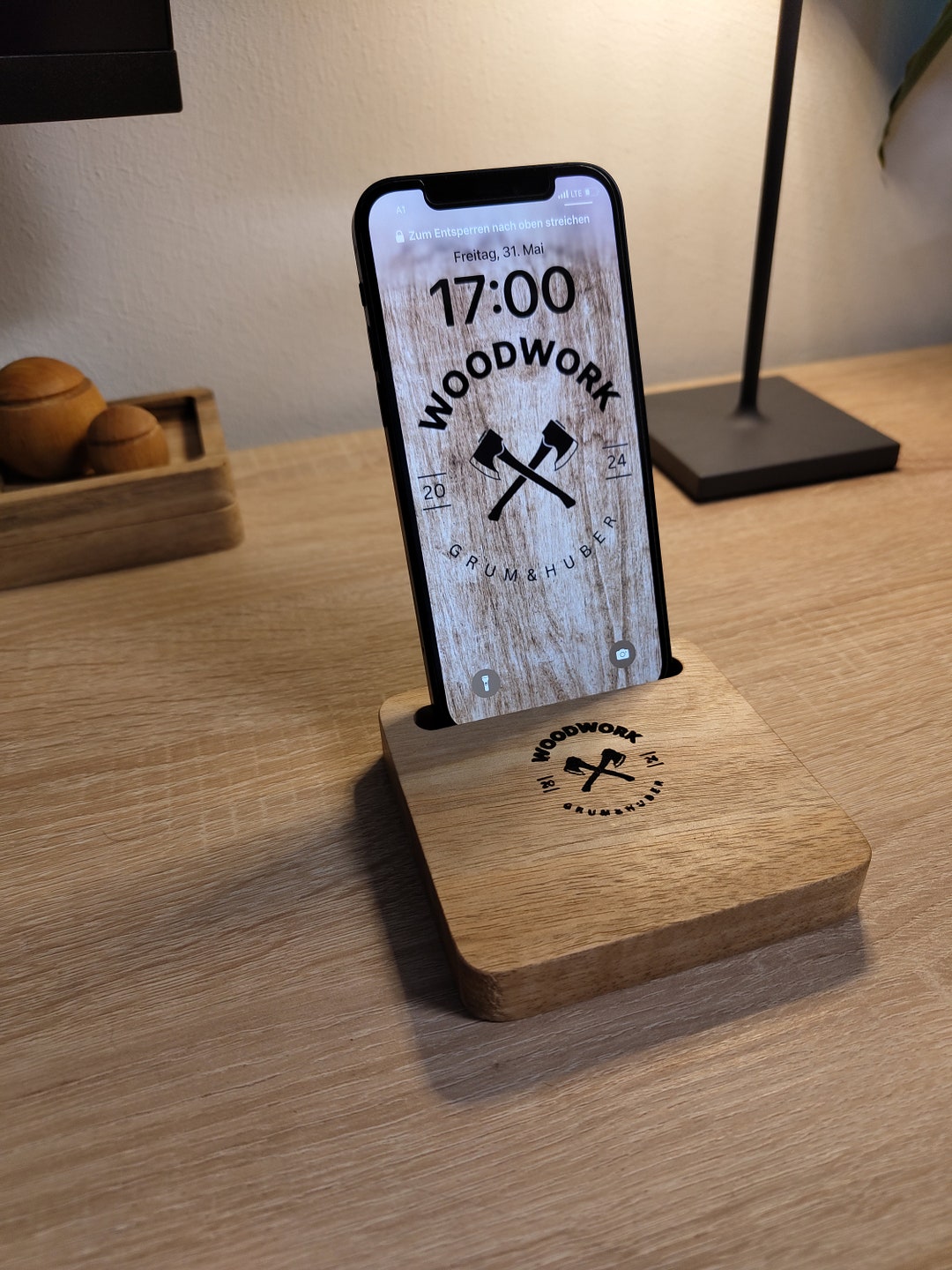 Design and Sustainability: Mobile Phone Holders Made of Wood - Etsy