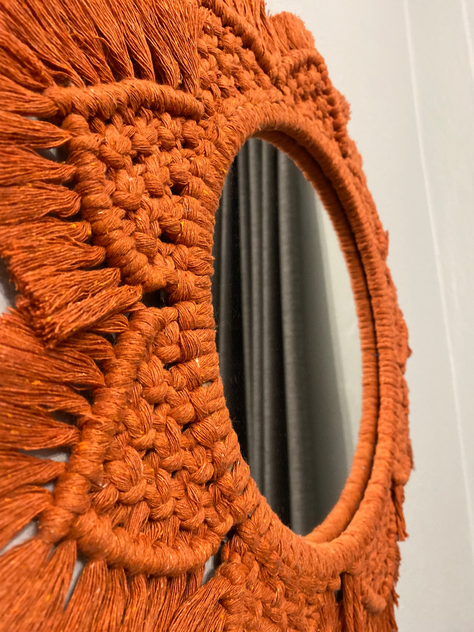 Handmade Macrame Mirror Wall Decor, Woven Wall Hanging, Macrame Wreath ...