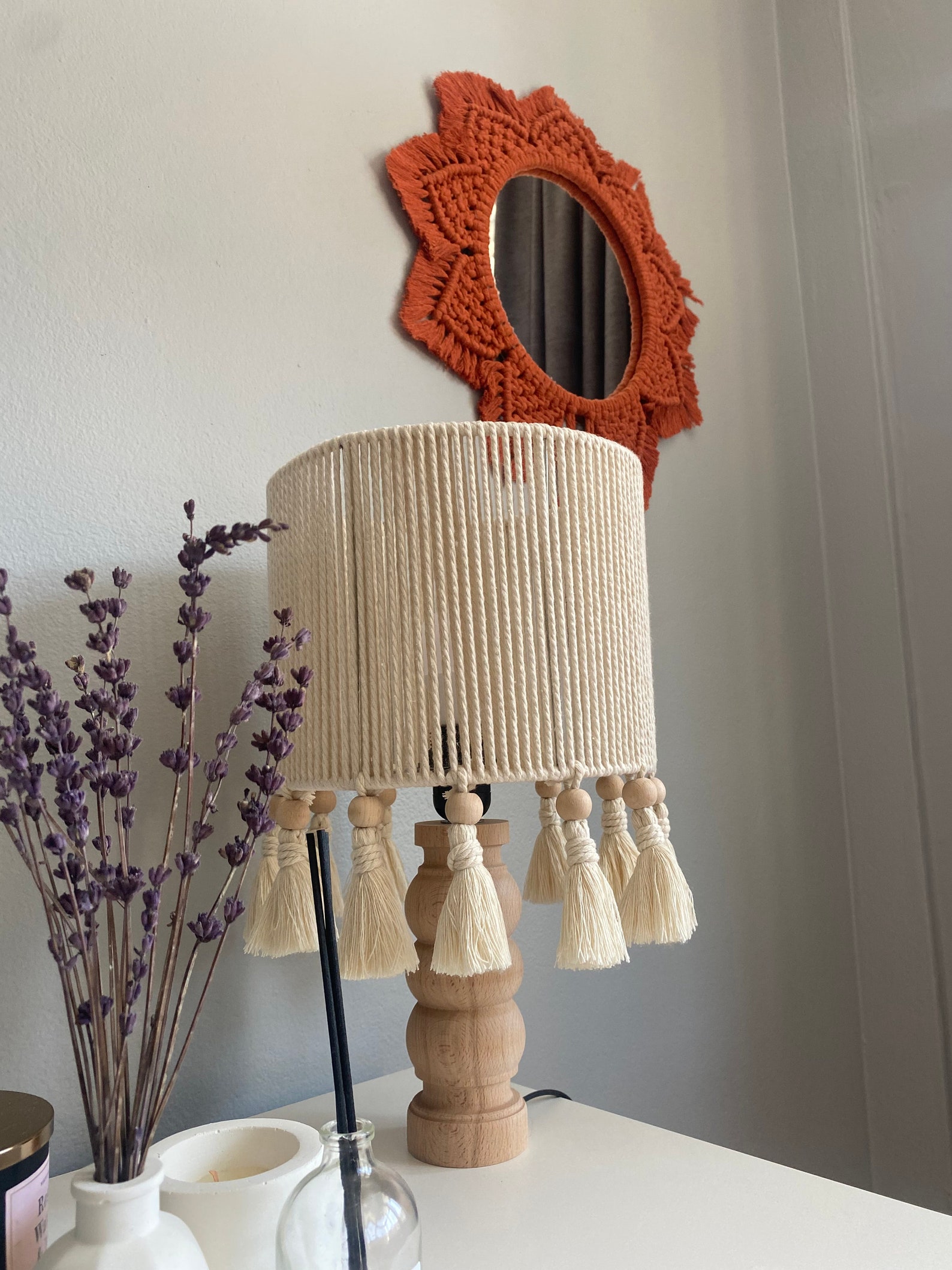 Handmade Macrame Lampshade, Macrame Chandelier, Bohemian Lighting, Home ...