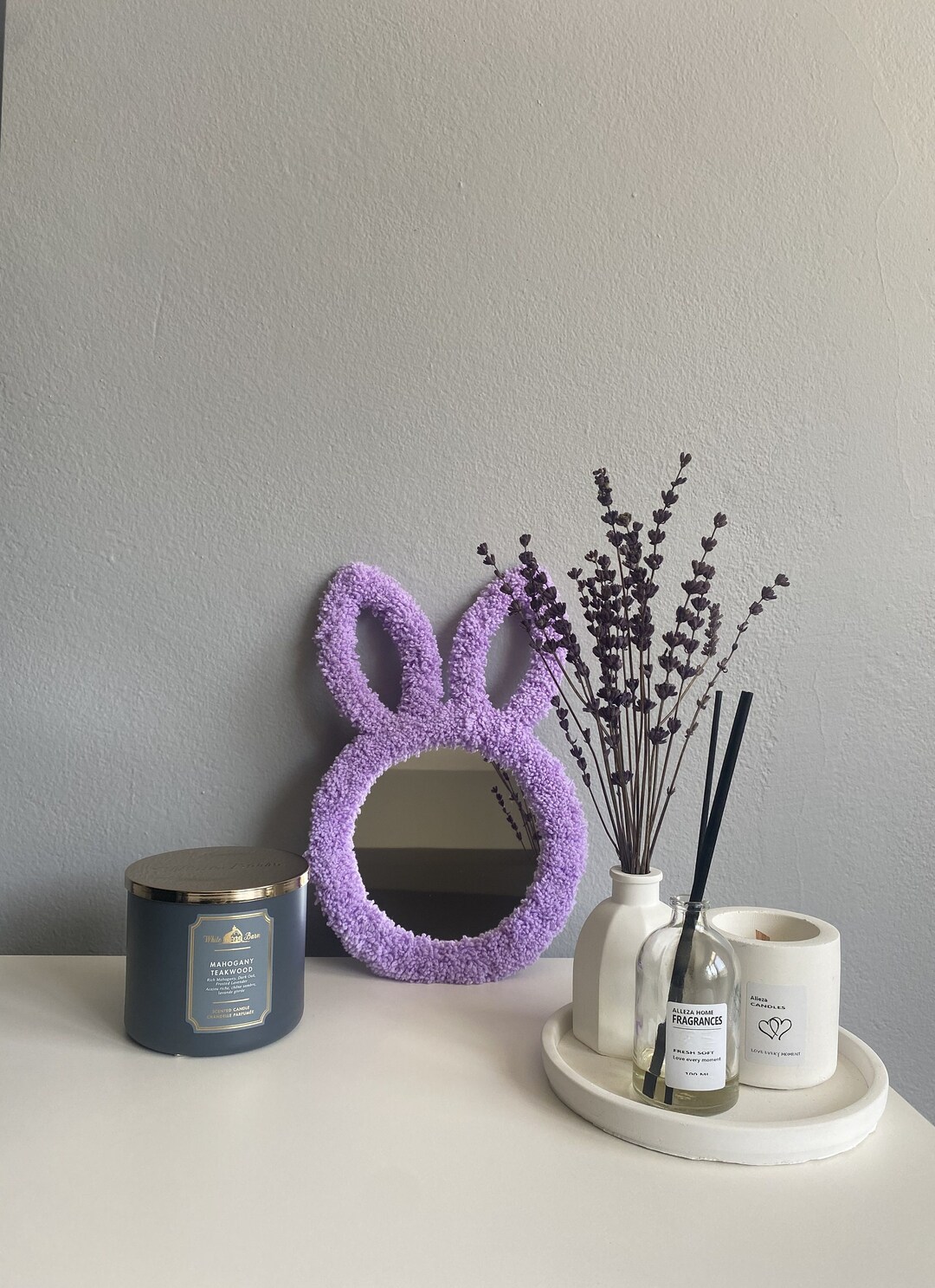 Bunny Rabbit Boho Mirror, Purple Mirror, Handmade Mirror, Animal Wall ...