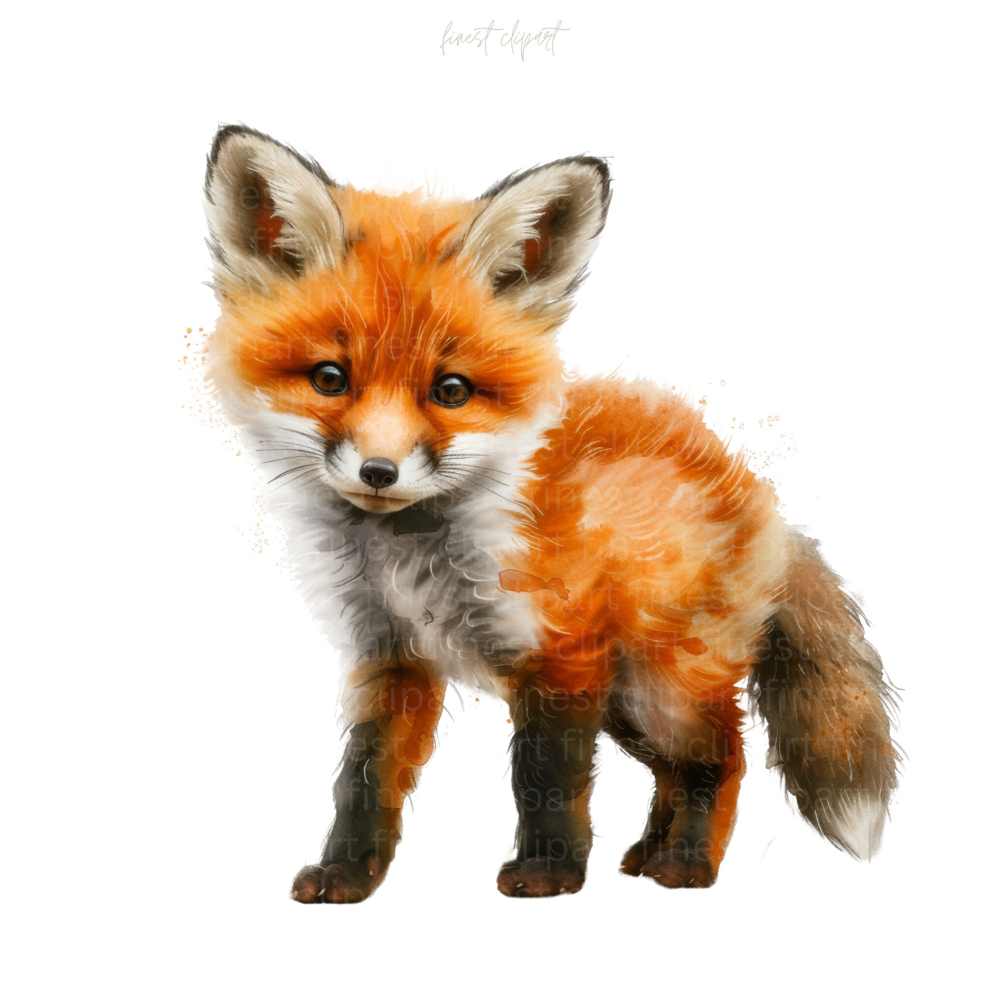 Woodland Baby Animal Clipart Set: 17 PNG Files, Naturalistic Watercolor ...