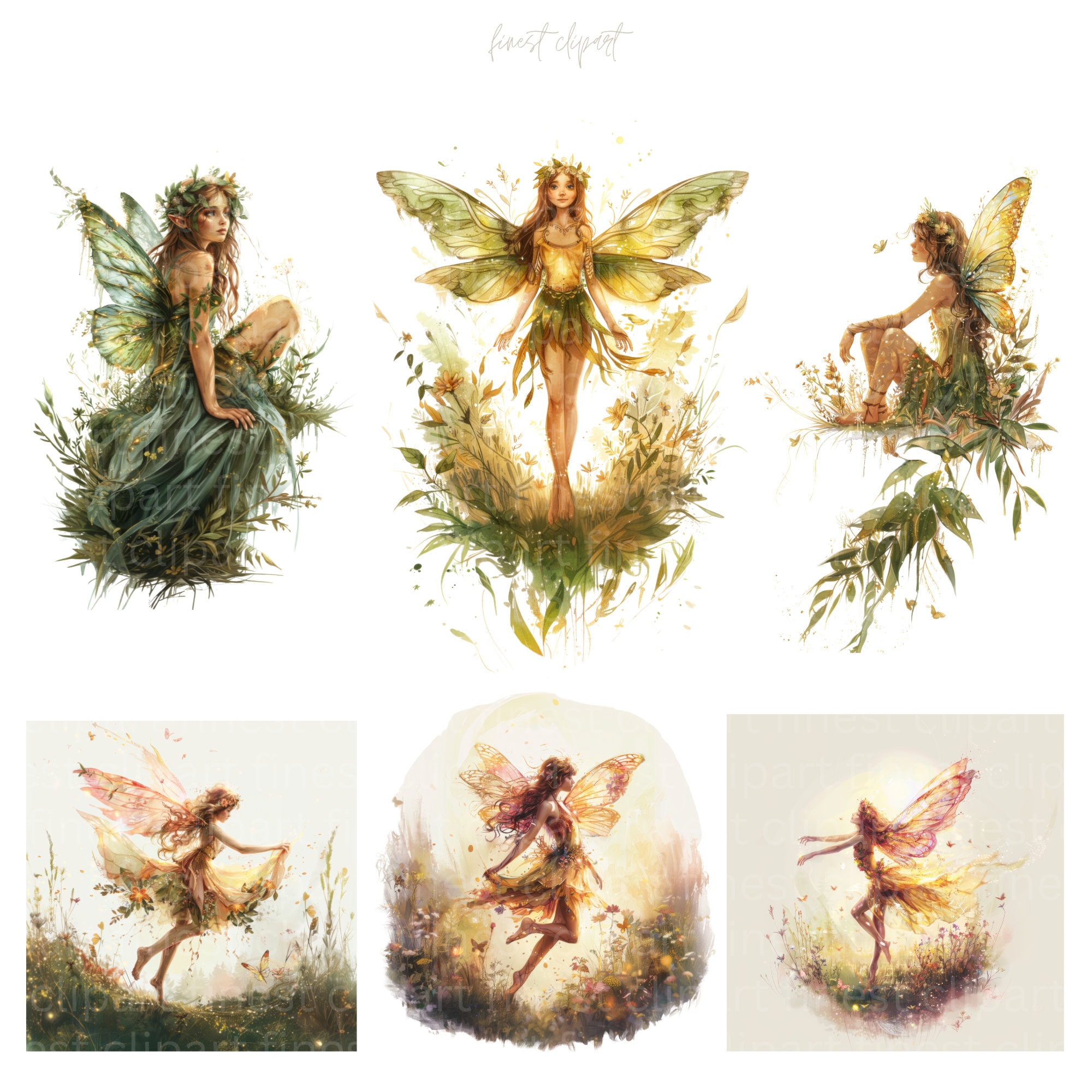 14 Watercolor Forest Fairy Clipart, PNG Files, Fairy Illustration ...