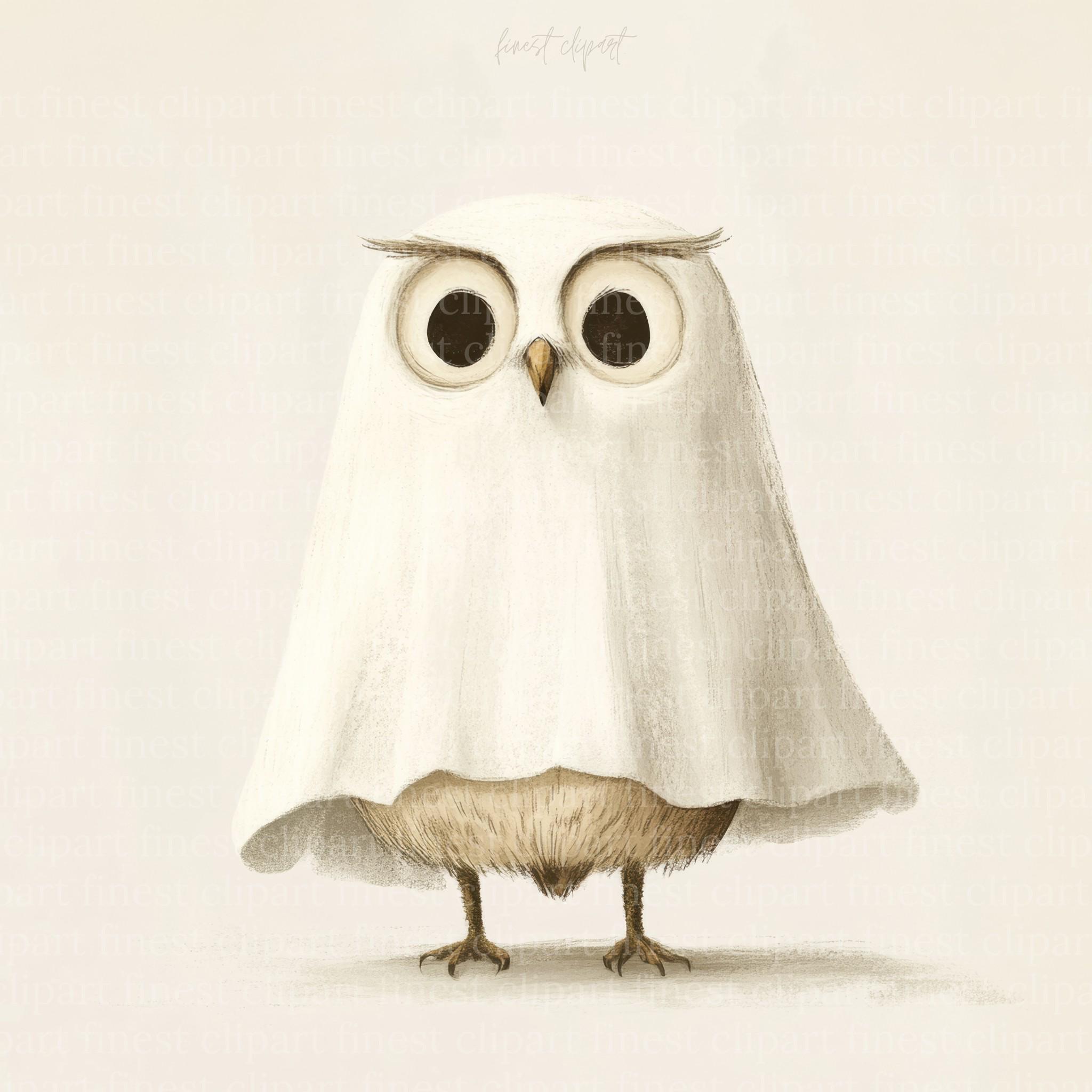 11 Cute Ghost Owl, Halloween Watercolor Clipart, JPG With White Background, Digital Download ...