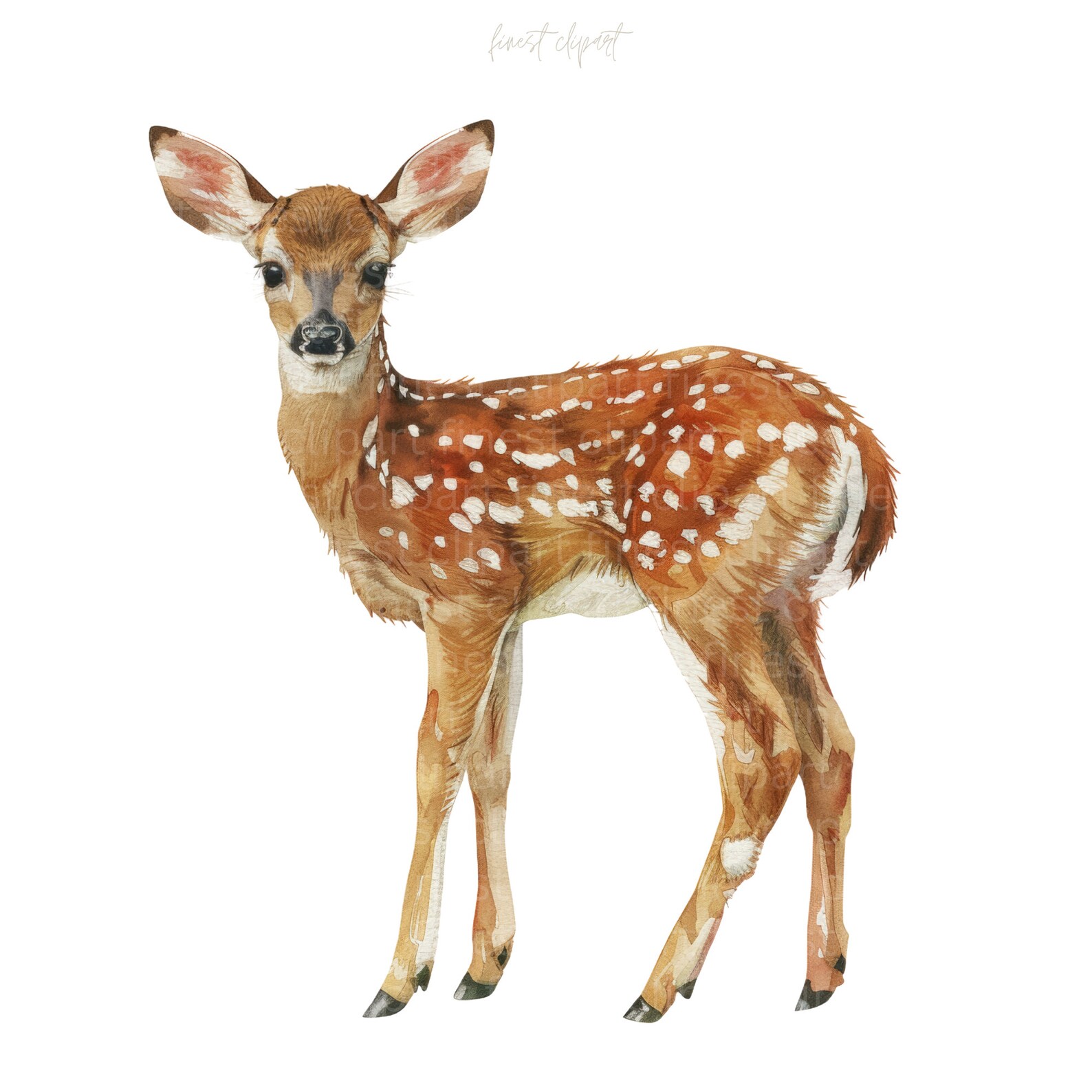 Woodland Baby Animal Clipart Set: 18 PNG Files, Naturalistic Watercolor ...