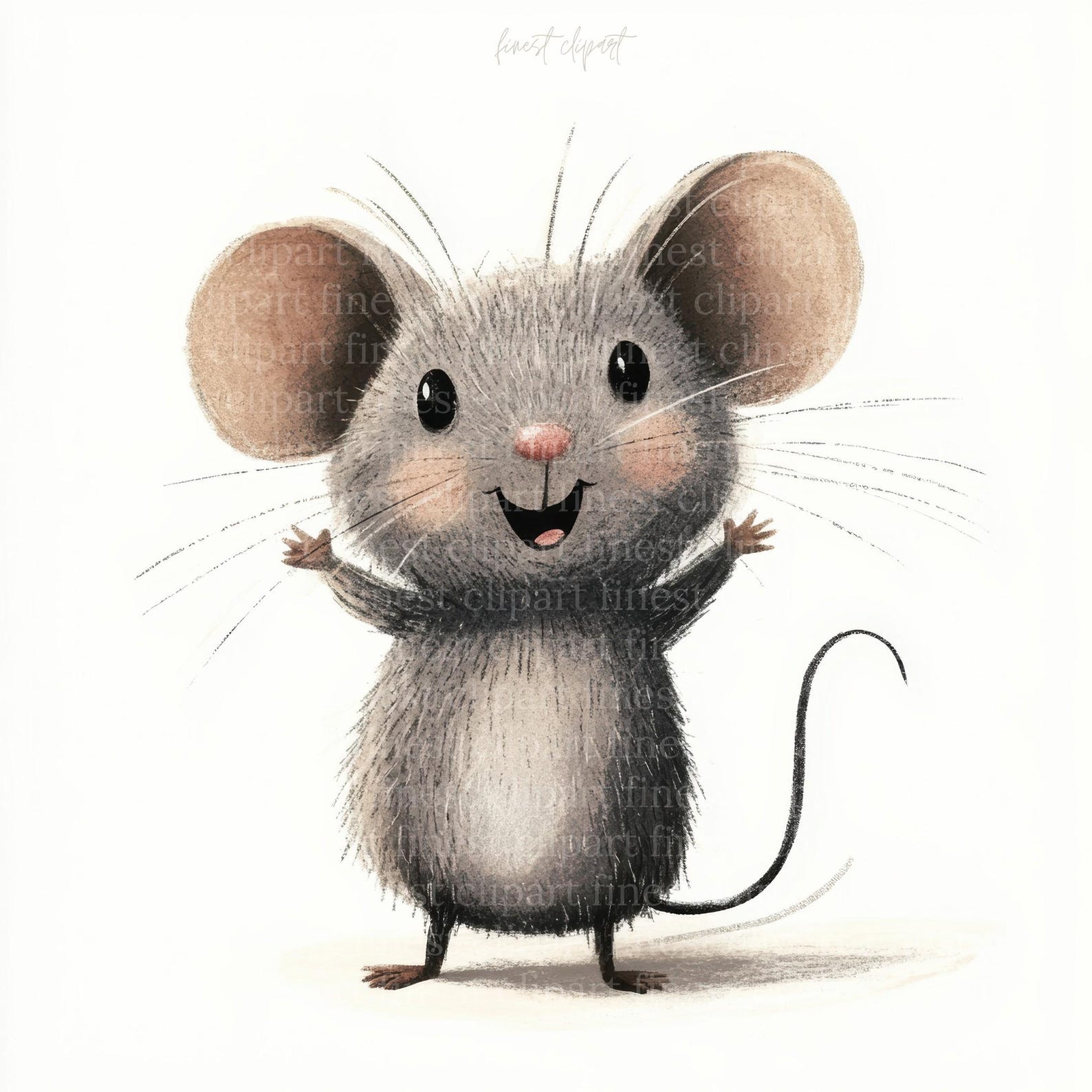 11 Cartoon Farm Mouse JPG Clipart Set, White Background, Cute Happy Sad ...