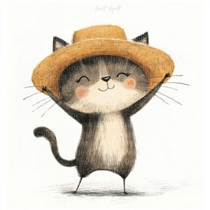 10 Dancing Cartoon Cat JPG Clipart Images - Happy Watercolor Cats With ...