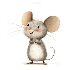 11 Cartoon Farm Mouse JPG Clipart Set, White Background, Cute Happy Sad ...