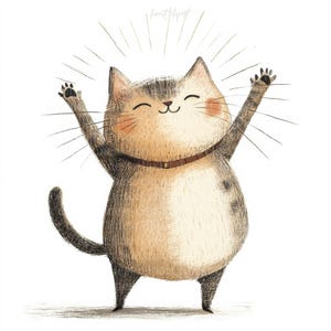 10 Dancing Cartoon Cat JPG Clipart Images - Happy Watercolor Cats With ...