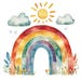 11 Cute Rainbows Watercolor Clipart Set, JPG Images, White Background ...