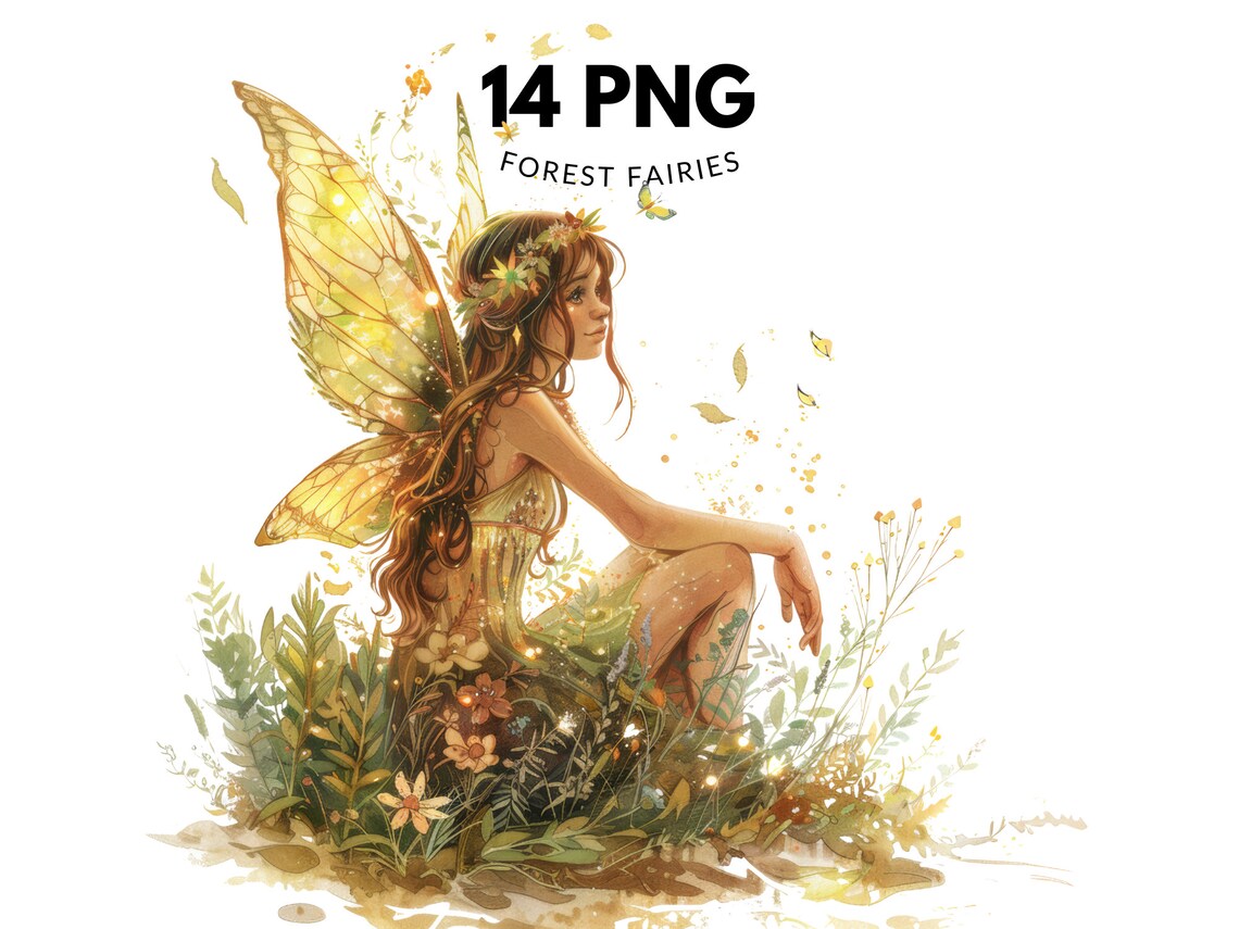 14 Watercolor Forest Fairy Clipart, PNG Files, Fairy Illustration ...